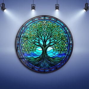 Stained Glass Painting Tree of Life, Stained Glass Window Artwork, Home ...