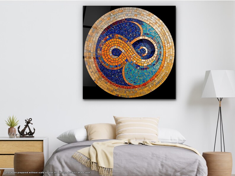 Infinity Symbol Glass Wall Art-round Ancient Mosaic-modern Art-round ...