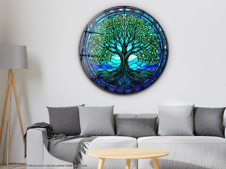 Stained Glass Painting Tree of Life, Stained Glass Window Artwork, Home ...