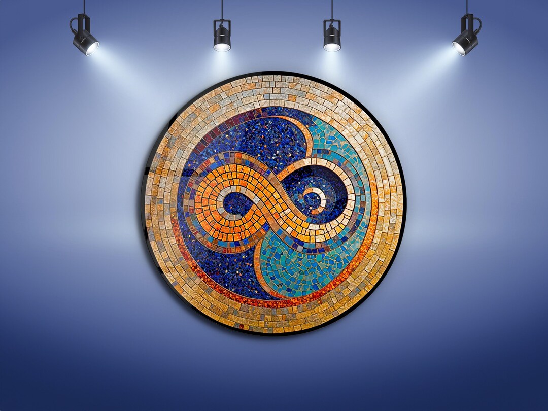Infinity Symbol Glass Wall Art-round Ancient Mosaic-modern Art-round ...