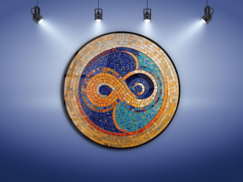 Infinity Symbol Glass Wall Art-round Ancient Mosaic-modern Art-round ...