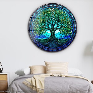 Stained Glass Painting Tree of Life, Stained Glass Window Artwork, Home ...