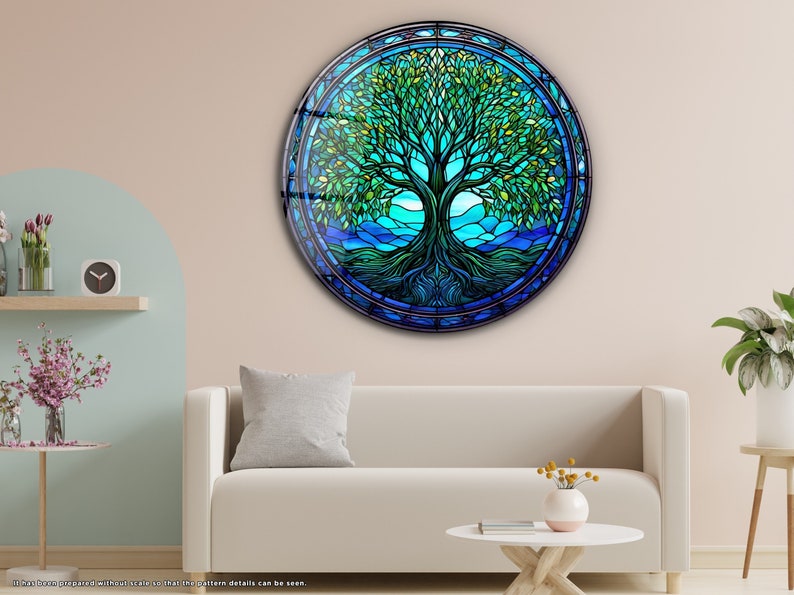 Stained Glass Painting Tree of Life, Stained Glass Window Artwork, Home ...