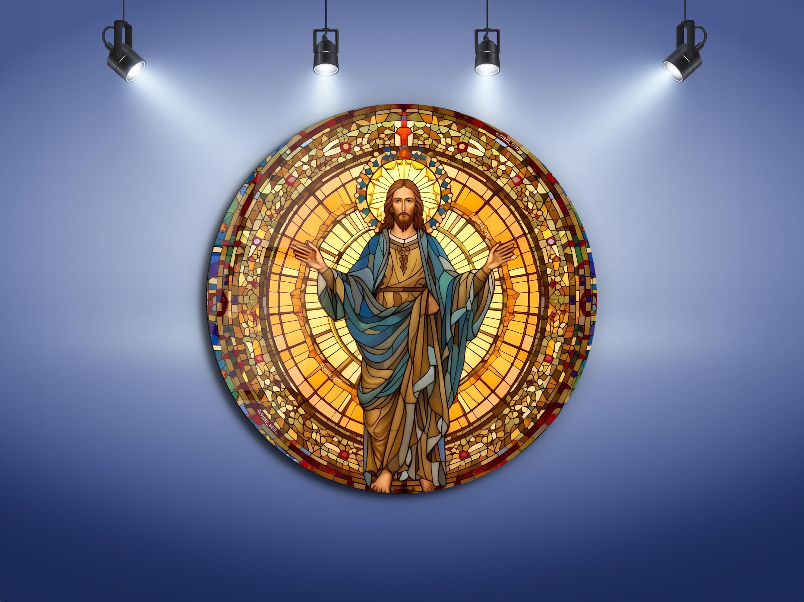 Jesus Christ Stained Glass Design Wall Painting Art Decor Gift ...