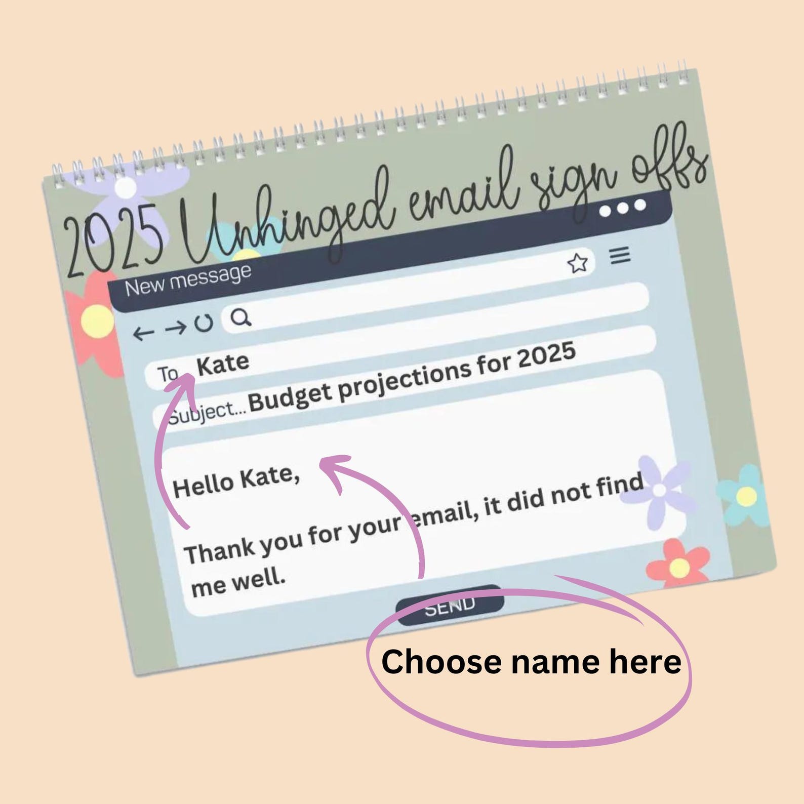 2025 Wall Calendar Personalized, Unhinged Email Sign Offs, Funny Office ...