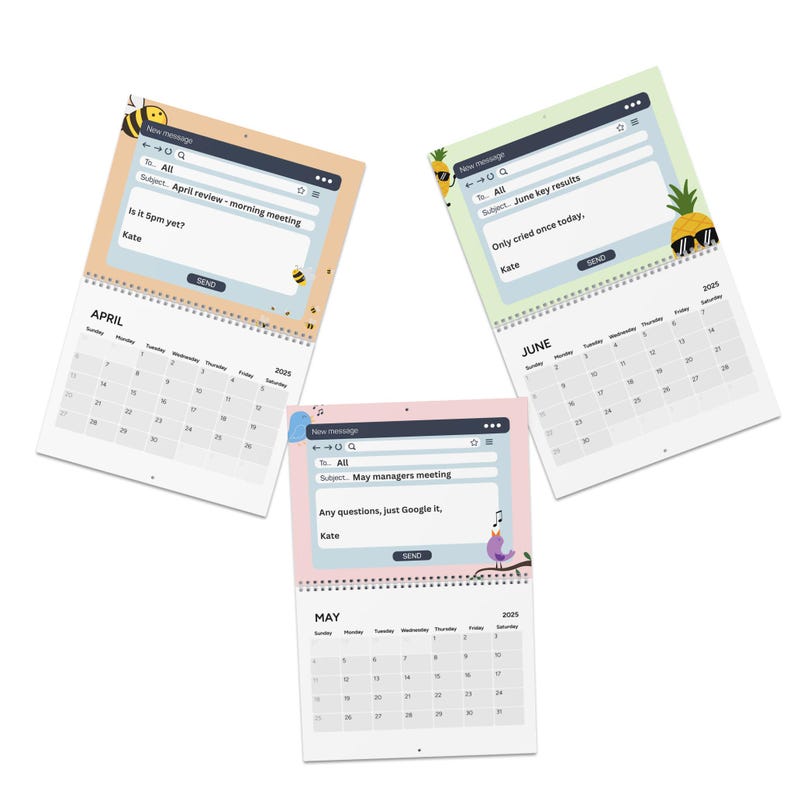 2025 Wall Calendar Personalized, Unhinged Email Sign Offs, Funny Office ...