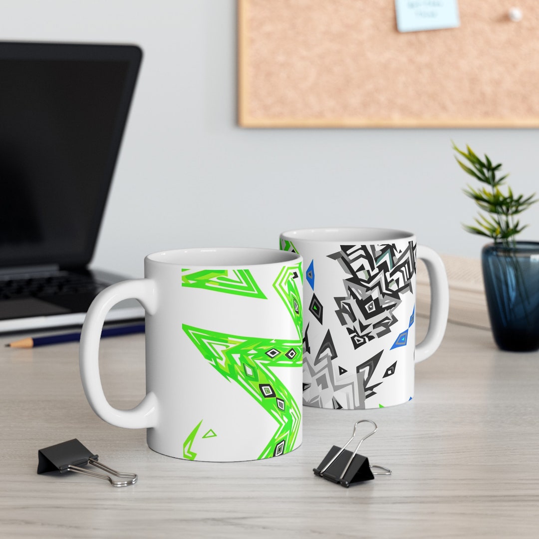 Abstract Geometric Mug | Modern Art Design With Black & White Contrast ...