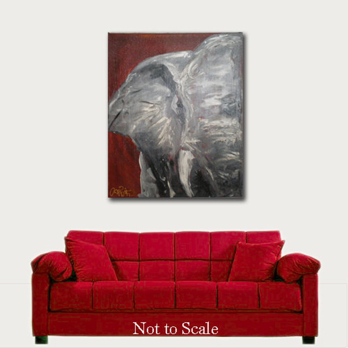 Patriarch Red Elephant Acrylic Painting on Canvas | Etsy