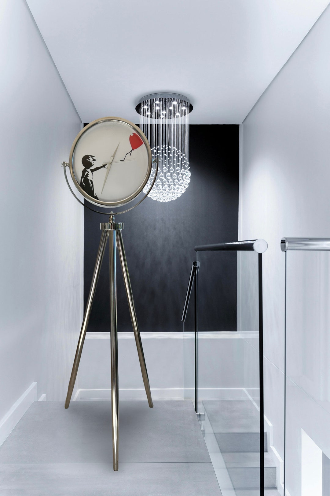 Modern Grandfather Clock Banksy Girl With Love Balloon Girl Luxury ...