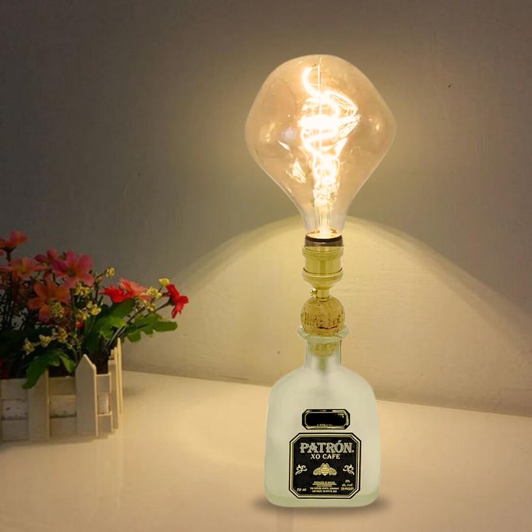 Patron Bottle Light With Edison Spiral Bulb - Etsy