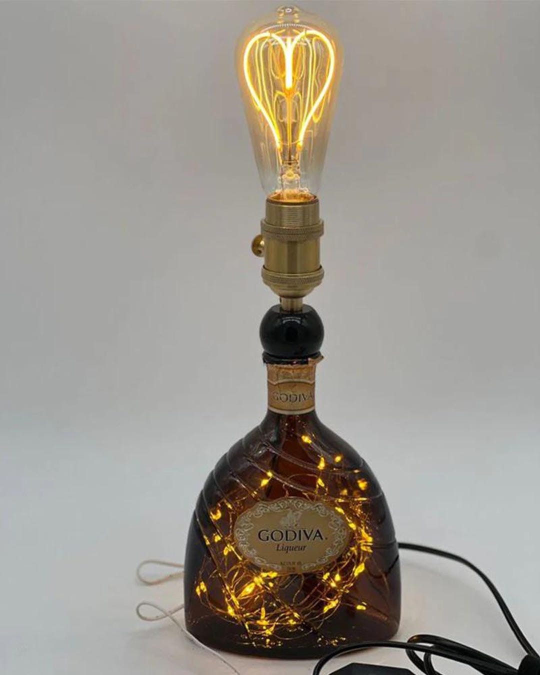 Godiva Liqueur Bottle Light With Edison Heart Bulb - Etsy