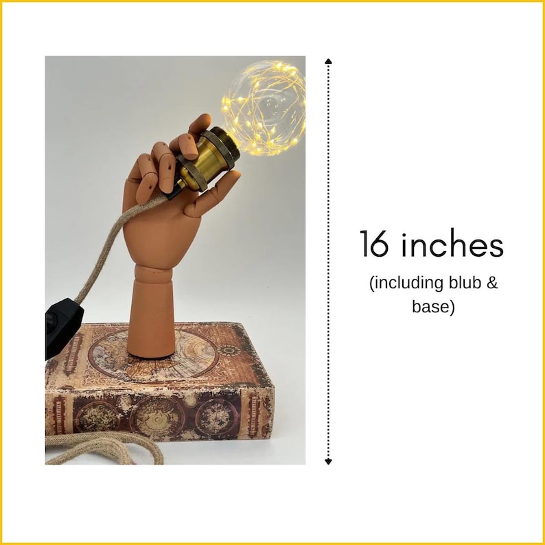 Terra Cotta Wooden Hand Fairy Globe Light With Book Base Accent Light ...