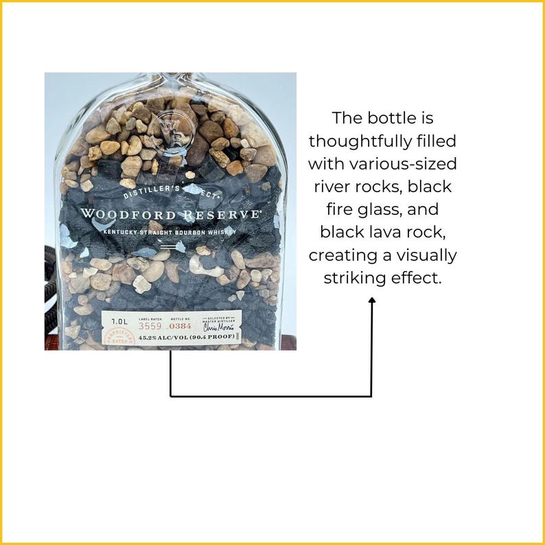 Woodford Reserve Bourbon Whiskey Bottle Lamp Filled With Fire Glass and ...