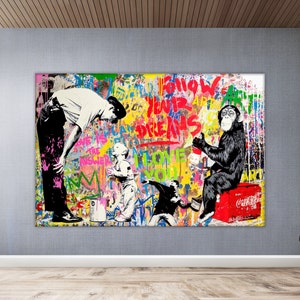 Banksy Style Art , Graffiti Wall Art , Street Art , Colorful Wall Art ...