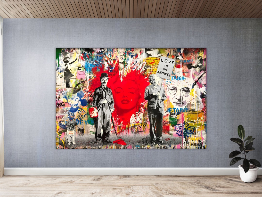 Banksy Style Art , Graffiti Art , Street Art , Colorful Wall Art ...