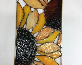 Stained Glass Sunflower Window Panel - Etsy