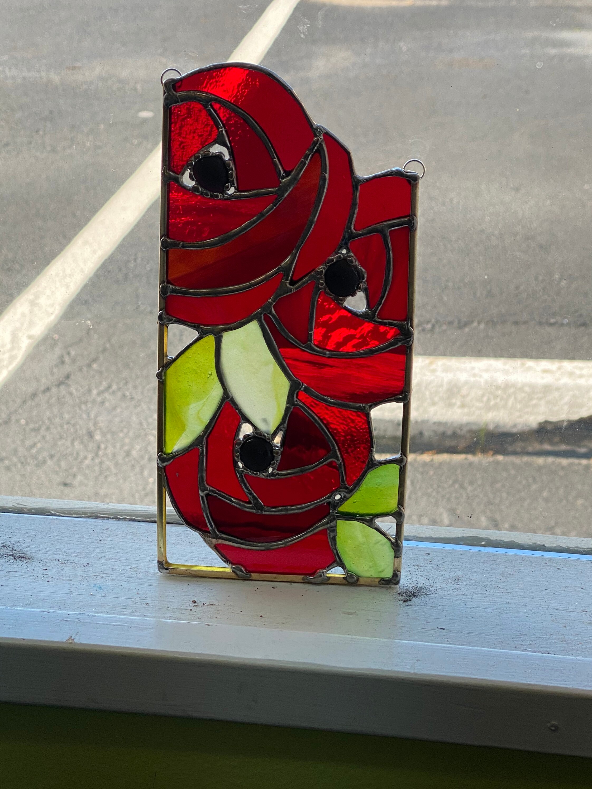 Stained glass Macintosh rose panel — Glass Art Studios