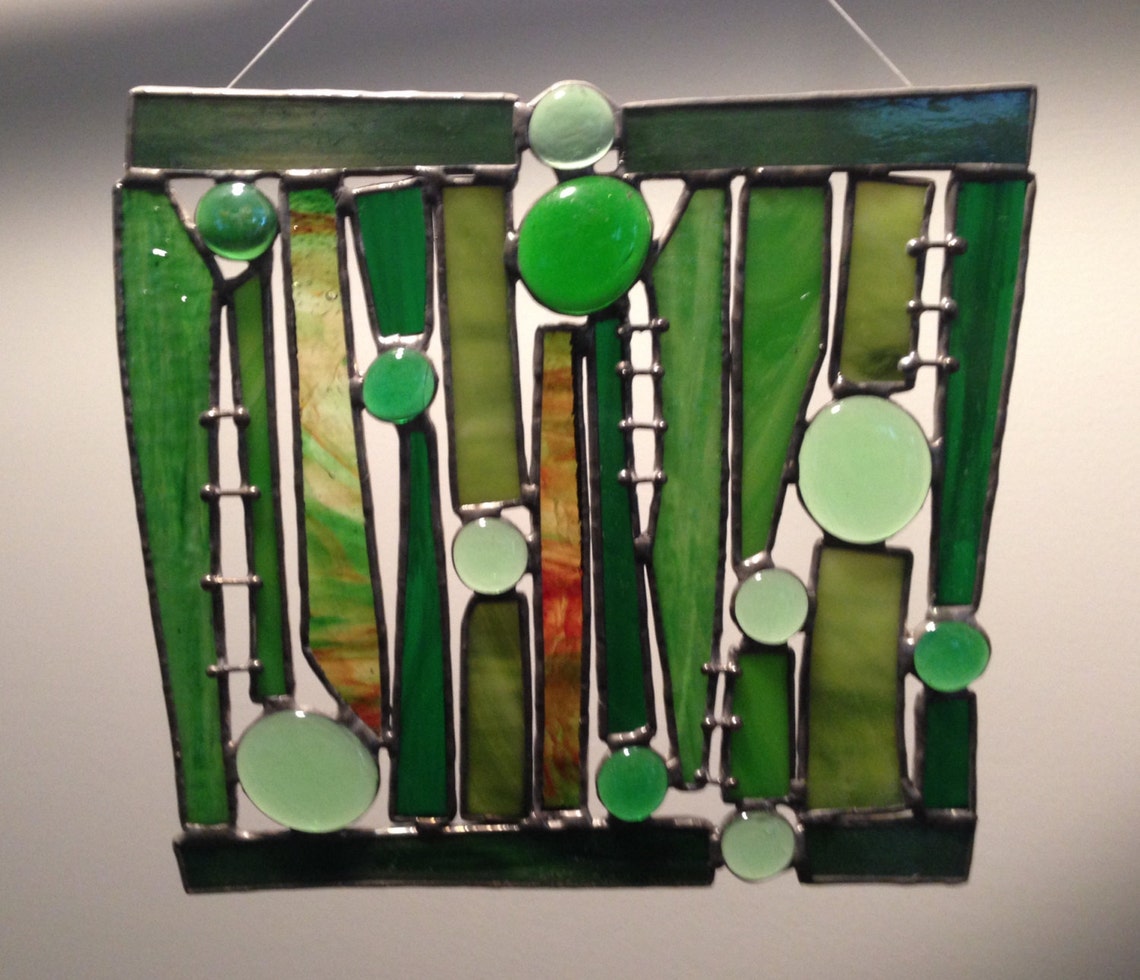 Green Stained Glass Abstract - Etsy