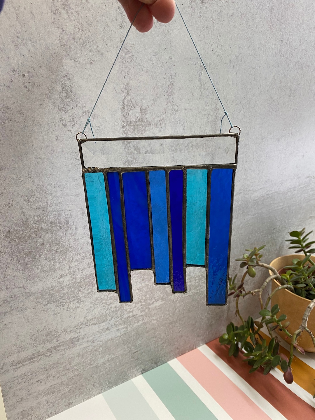 Stained Glass Window Hanging | Color Strip | Home Decor - Etsy