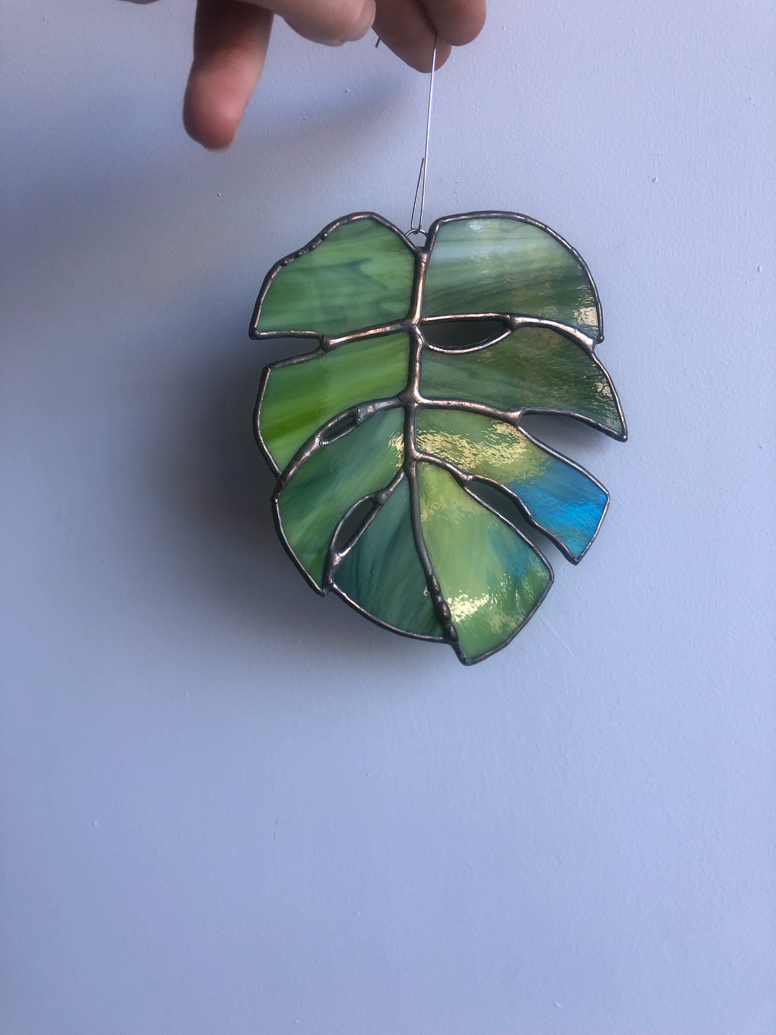 Stained glass monstera leaf — Glass Art Studios