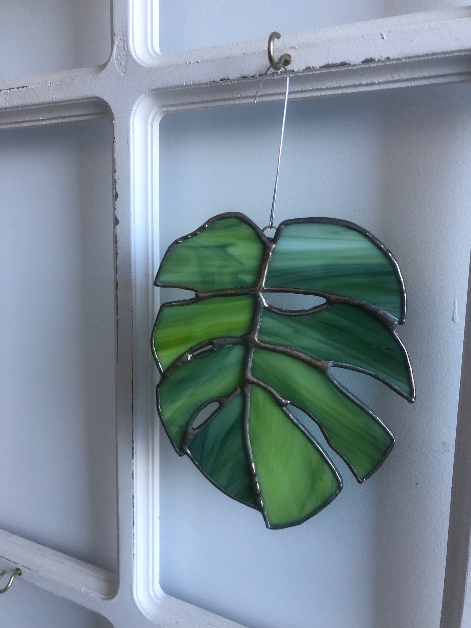 Stained glass monstera leaf — Glass Art Studios