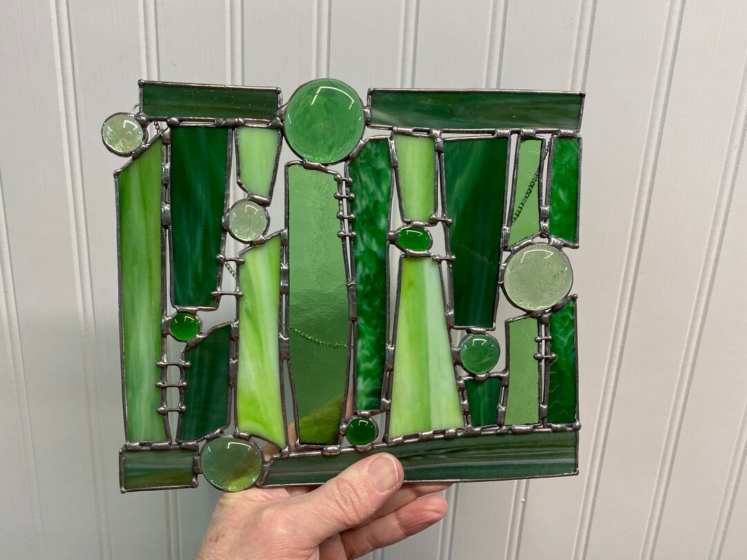 Green Stained Glass Abstract - Etsy
