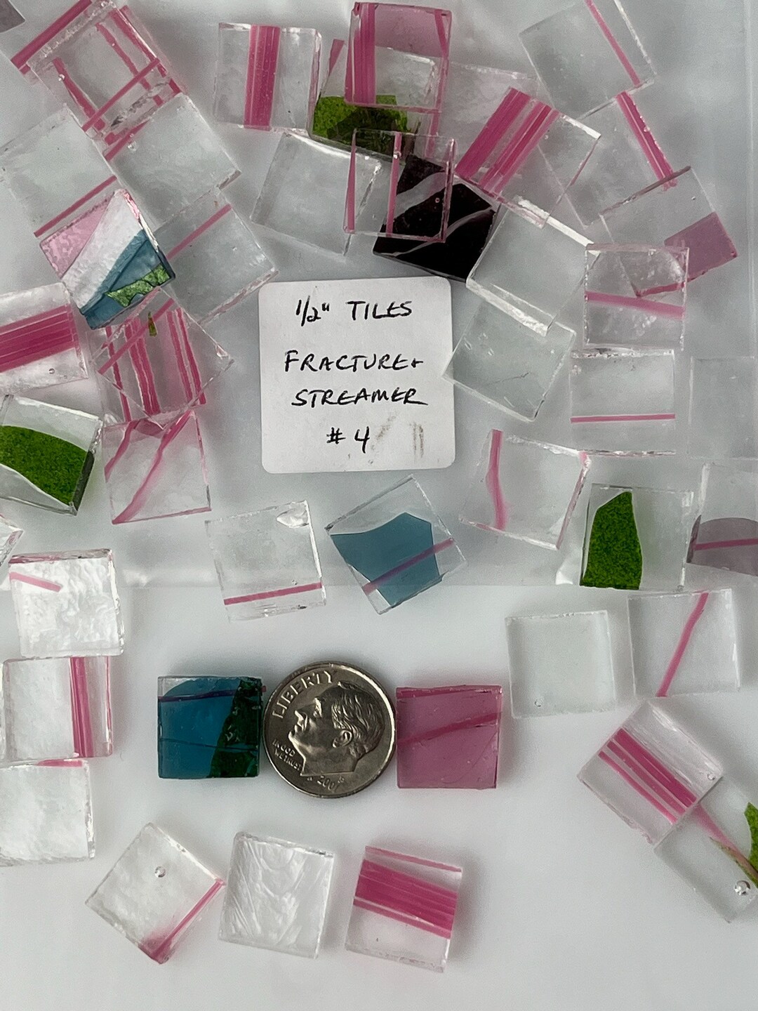 1/2” Mosaic Glass Tile Fractures Streamer Pinks and Greens - Etsy