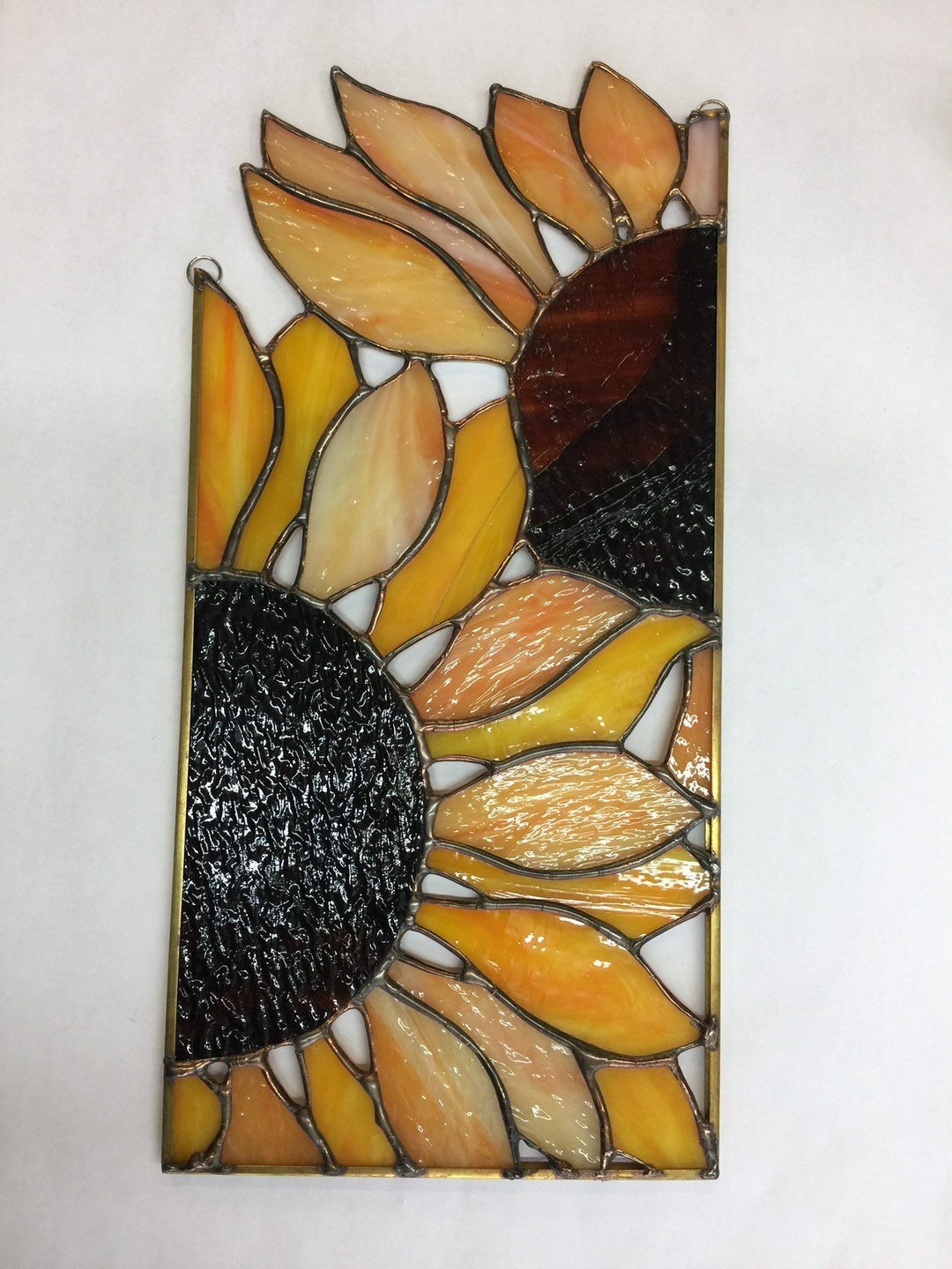 Large Sunflower Panel Stained Glass Sunflower Sunflower Window Hanging ...