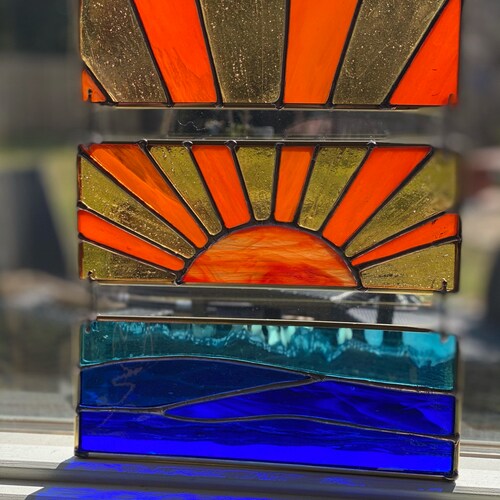 Fused Glass Beach Sunset Suncatcher Sunset Glass Wall Art - Etsy