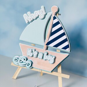 Sailboat Theme Cake Topper With Waves | Fun Sailboat Theme - Custom ...