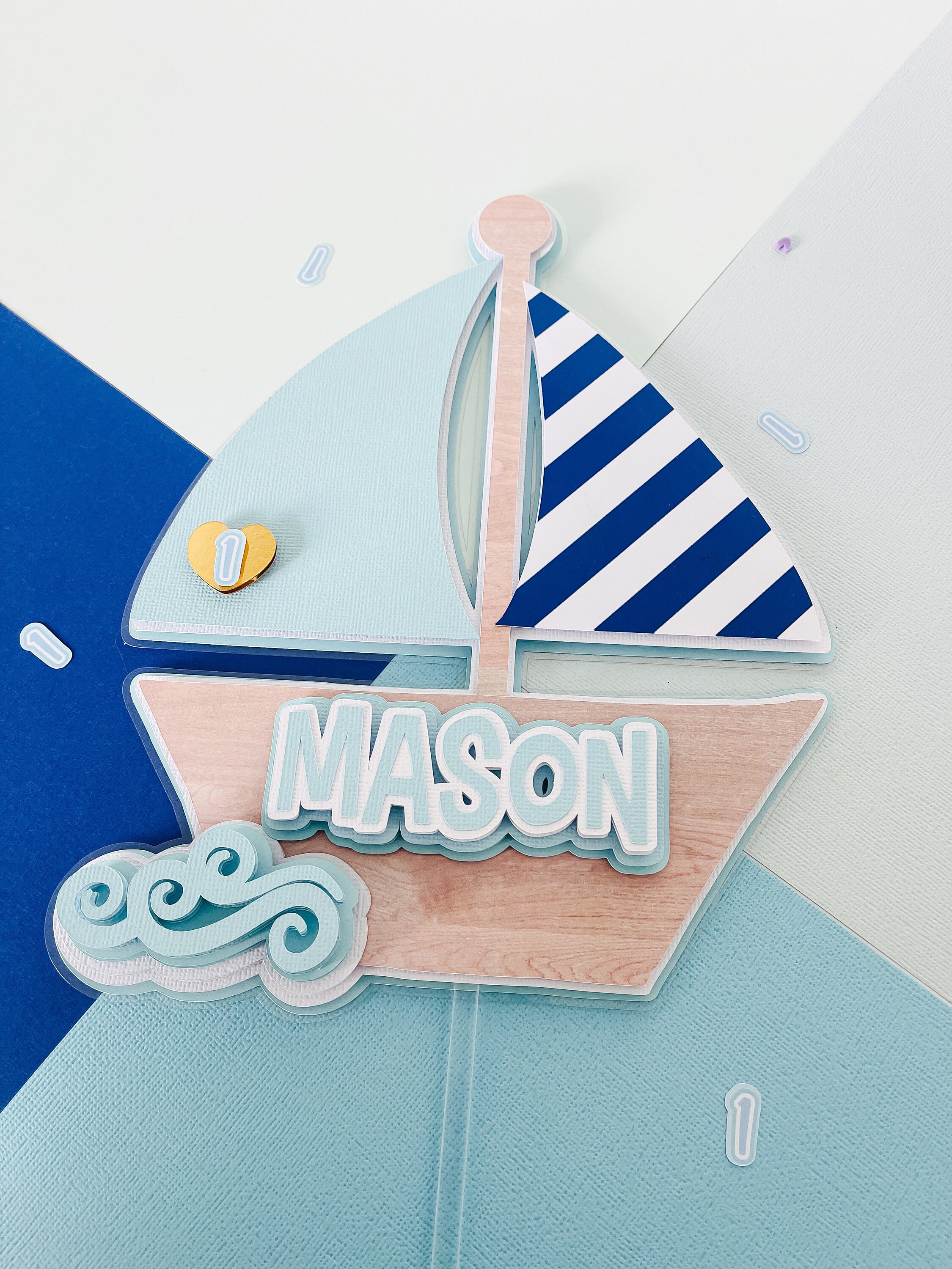 Sailboat Theme Cake Topper With Waves | Fun Sailboat Theme - Custom ...
