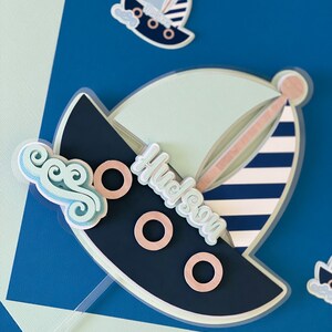 Sailboat Theme Cake Topper With Waves | Fun Sailboat Theme - Custom ...