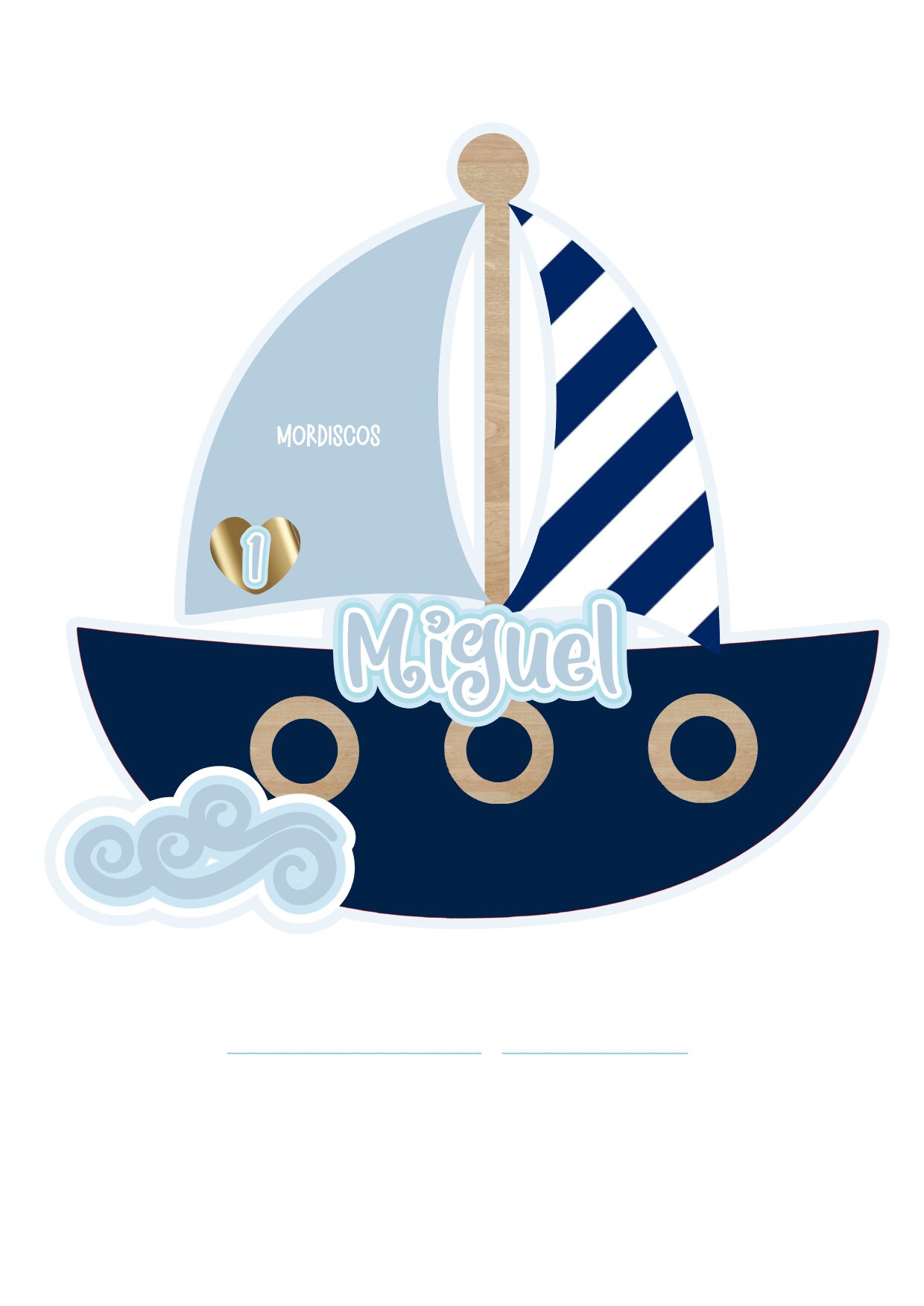 Sailboat Theme Cake Topper With Waves Fun Sailboat Theme Custom ...