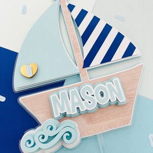Sailboat Theme Cake Topper With Waves | Fun Sailboat Theme - Custom ...