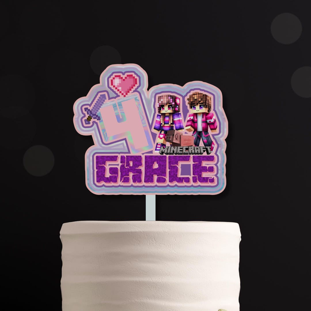 Videogame Cake Topper for Girls With Steve and Alex Minecraft Theme ...