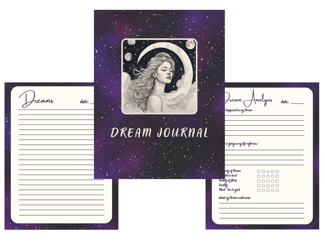 Dream Journal Purple. Digital Printable, Print on Demand. Dream ...