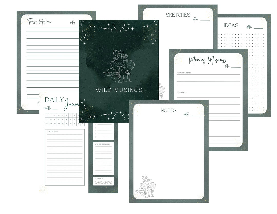 Wild Musings Journal Notebook Pages. Digital Files Print on Demand ...