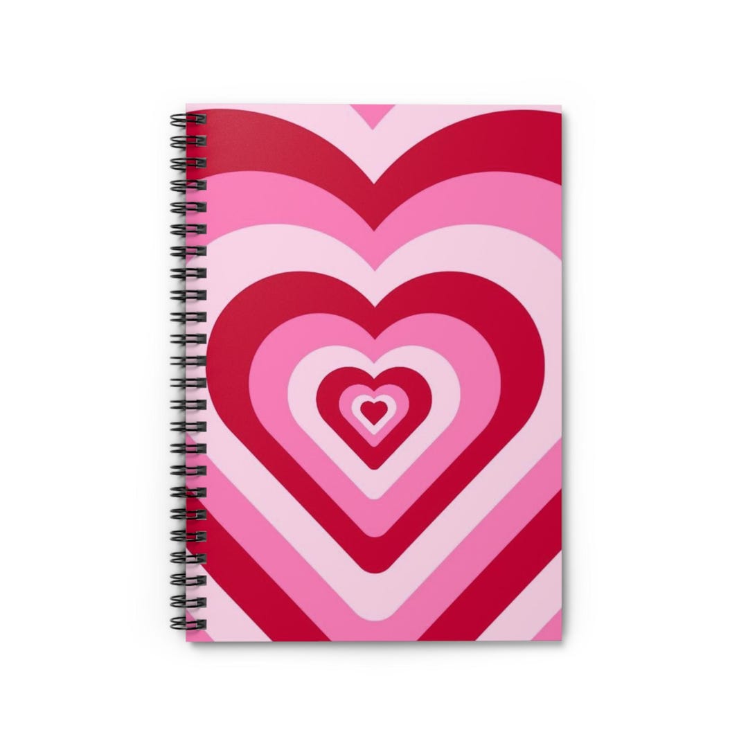 Romantic Hearts Spiral Notebook, Cute Love Journal, Valentine's Day ...