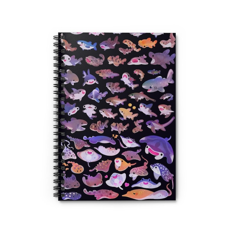 Underwater Creatures Spiral Notebook - Ruled Line, Ocean Lover's ...