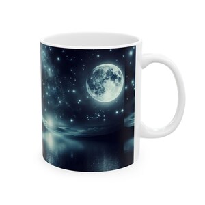 Dreamy Night Sky Ceramic Mug, Moonlit Coffee Cup, Nighttime Tea Mug ...