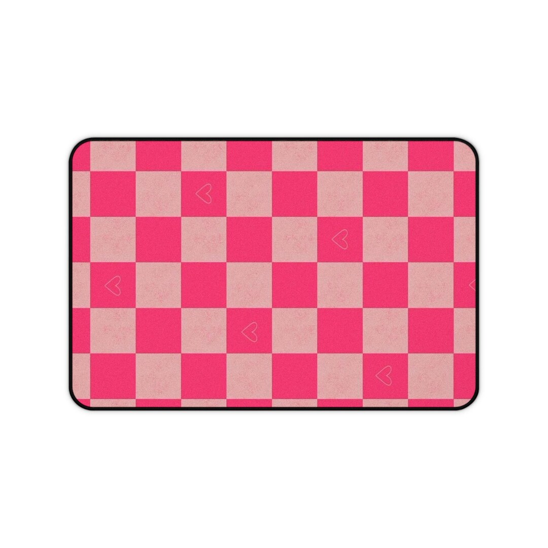 Pink Checkered Desk Mat - Etsy