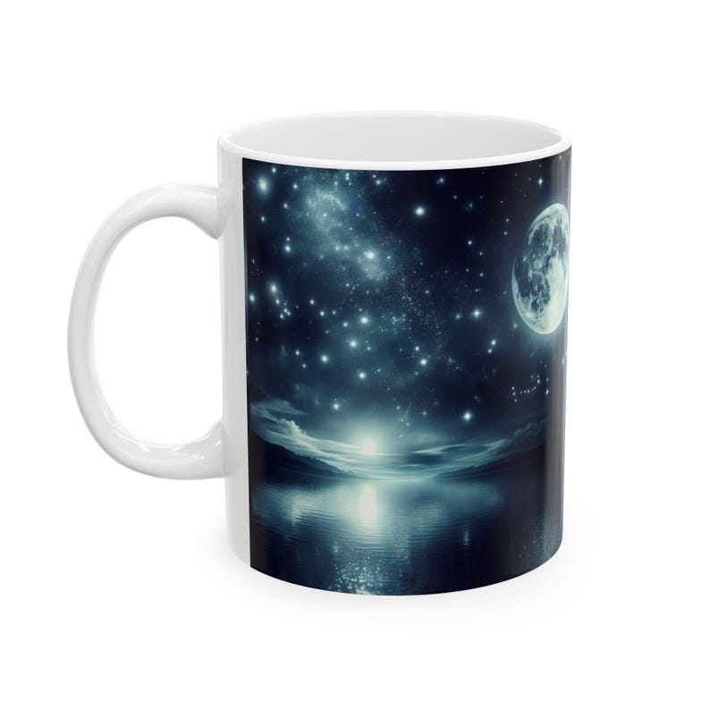 Dreamy Night Sky Ceramic Mug, Moonlit Coffee Cup, Nighttime Tea Mug ...