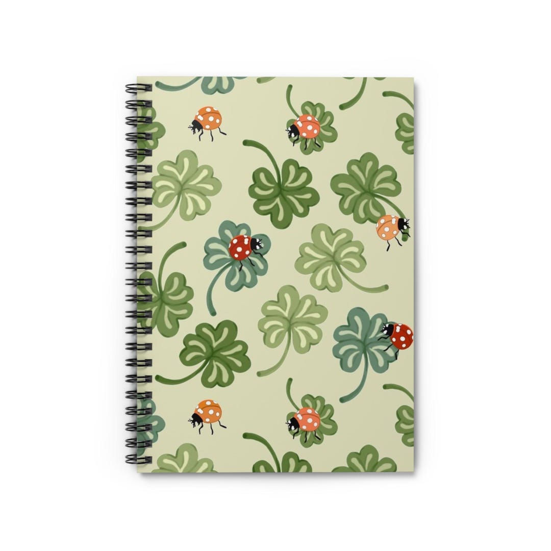 Ladybug and Clover Spiral Notebook - Cute Stationery for Note-taking ...