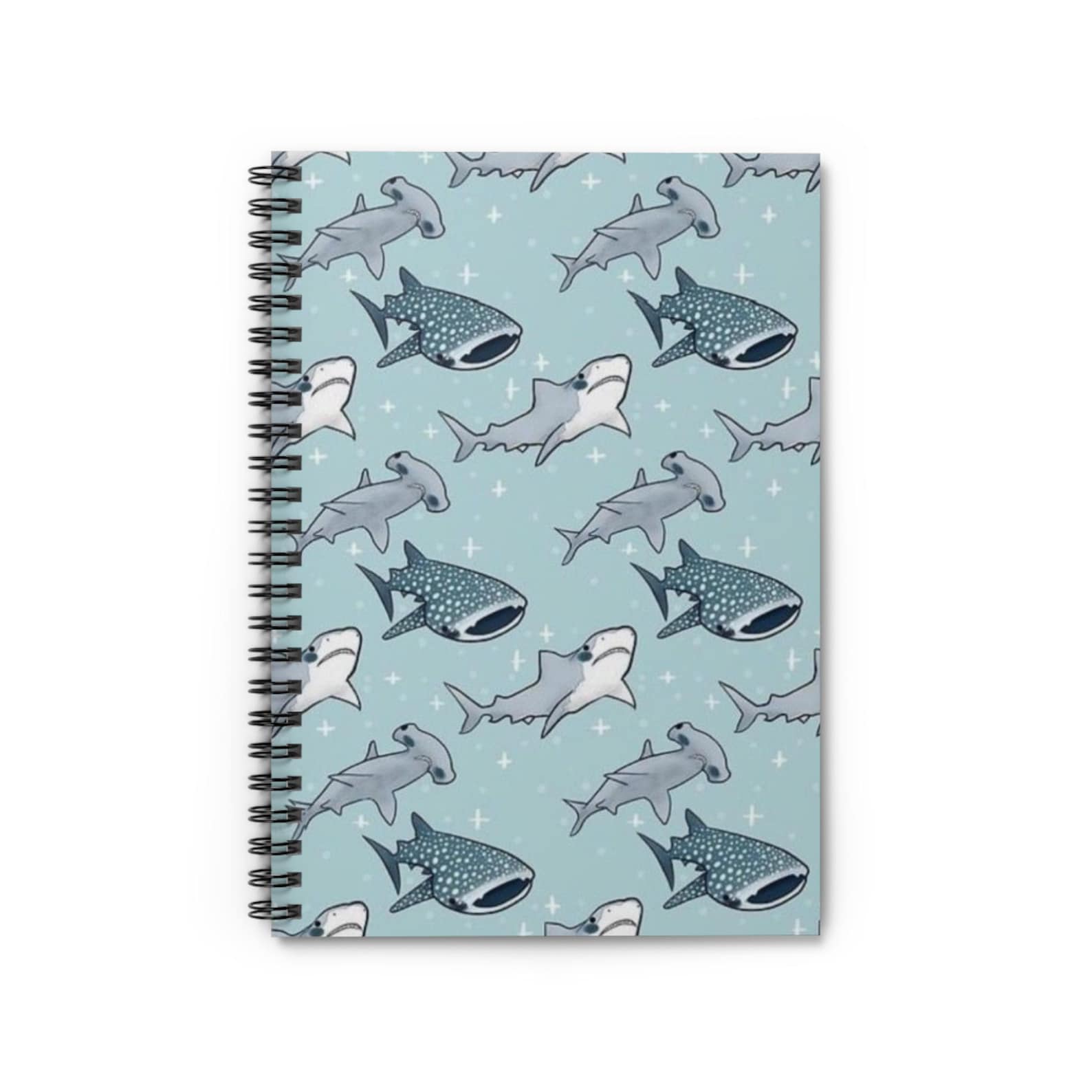 Whimsical Shark Spiral Notebook – Cute Ocean Life, Ruled Journal - Etsy
