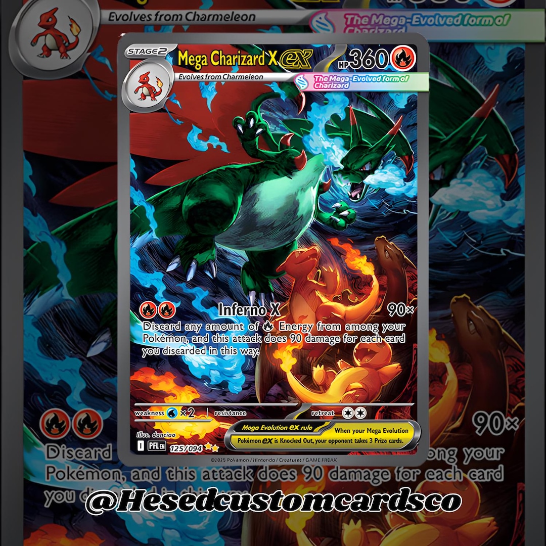 Pokémon Mega Charizard SIR Phantasmal Flames Custom Shiny Holographic ...