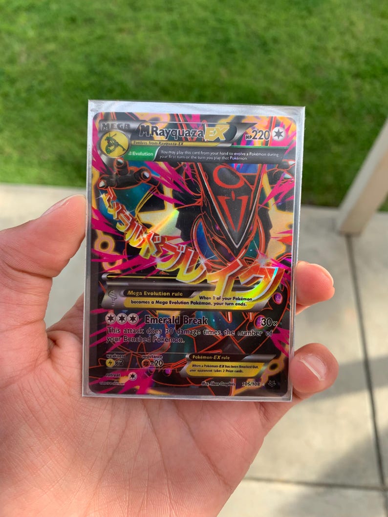 Mega Rayquaza Ex Shiny Custom Pokémon Card - Etsy