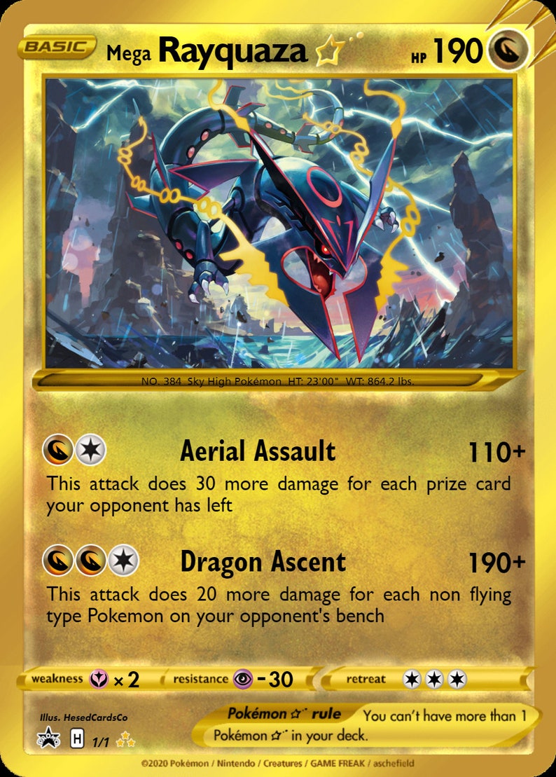 Pokemon Mega Rayquaza Gold Star Trading Card - Etsy