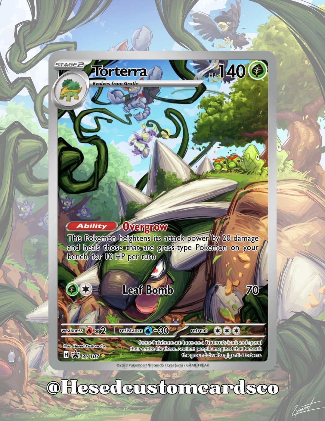 Pokémon Gen 4 Art Collection Torterra #389 Custom Card *HESED Custom Co ...
