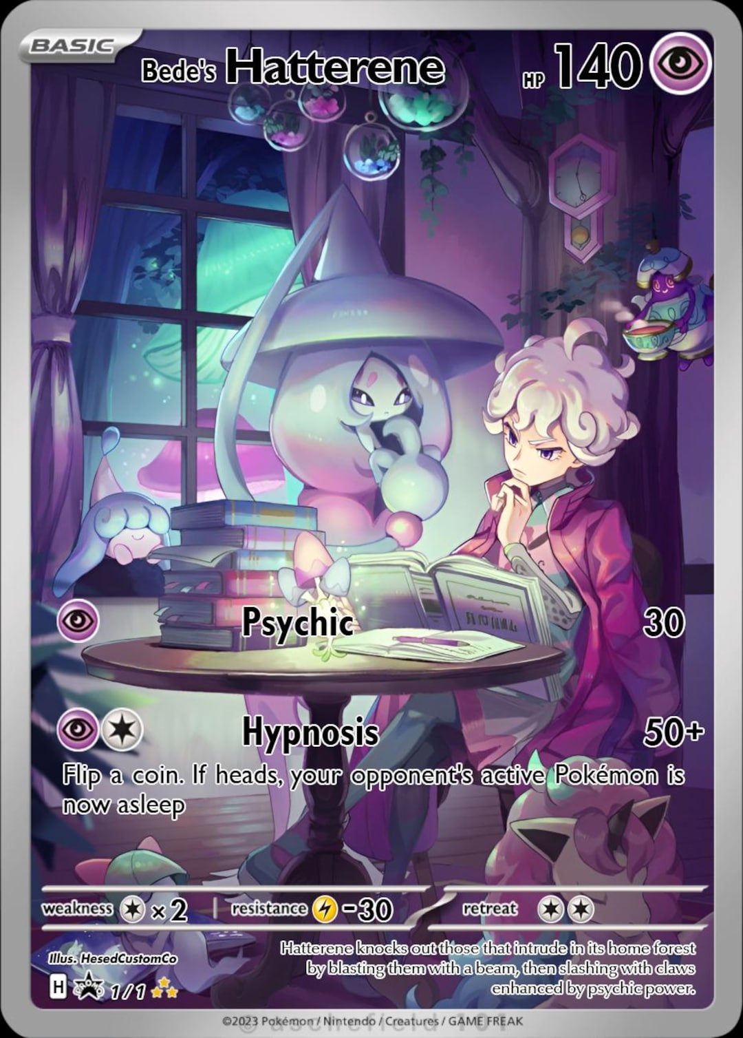 Bede’s Hatterene Custom Full Art Pokémon Card - Etsy