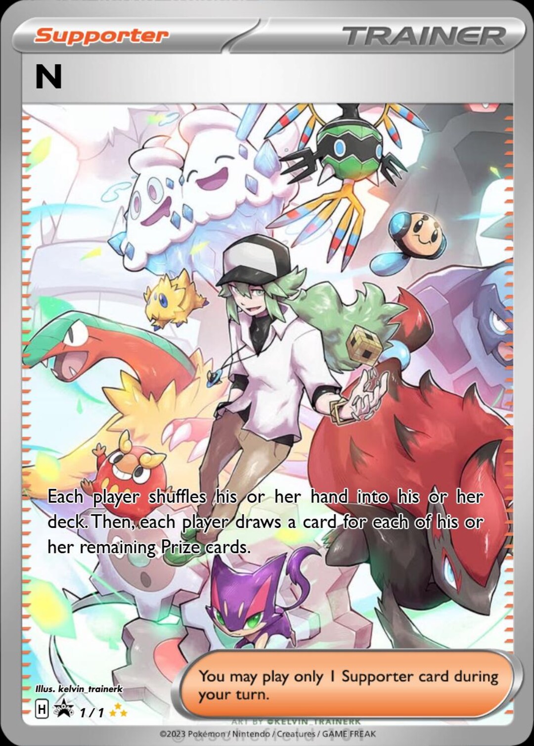 Trainer N Custom Full Art Pokémon Card *holographic* - Etsy